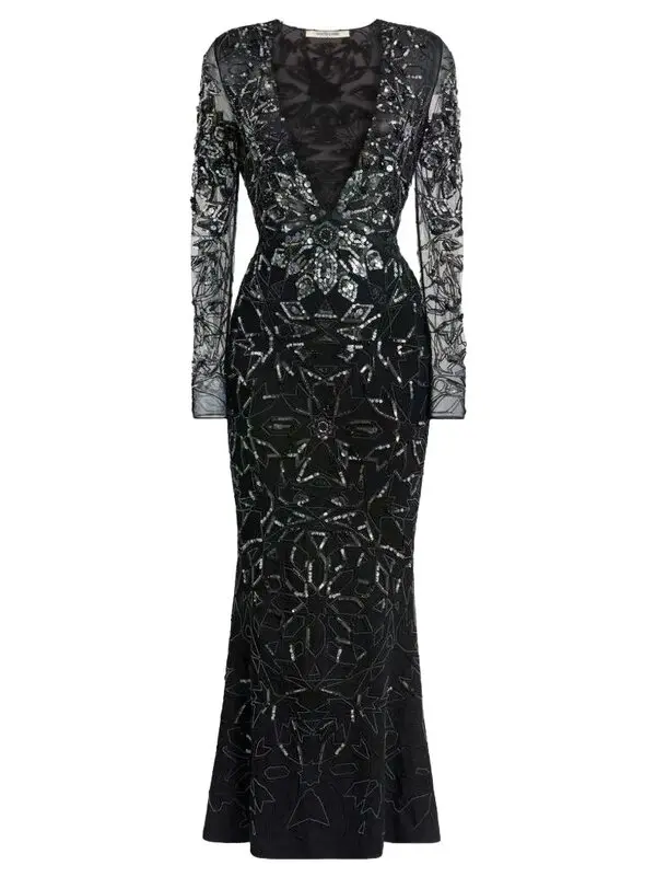 Roberto Cavalli Embellished Fishtail Gown - Black