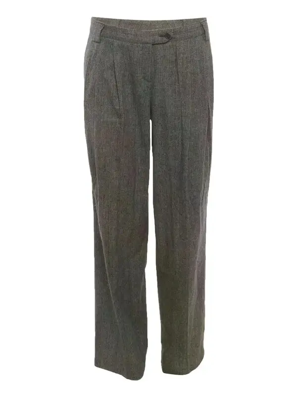 Etro Plaid Wool Wide-leg Trousers - Grey
