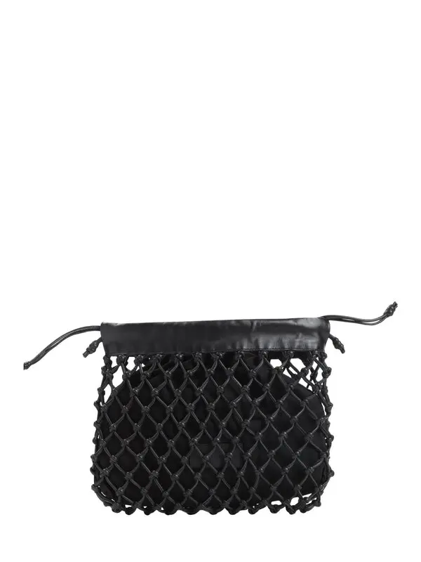 THE FRANKIE SHOP Morgan Macramé Small Clutch Bag - Black