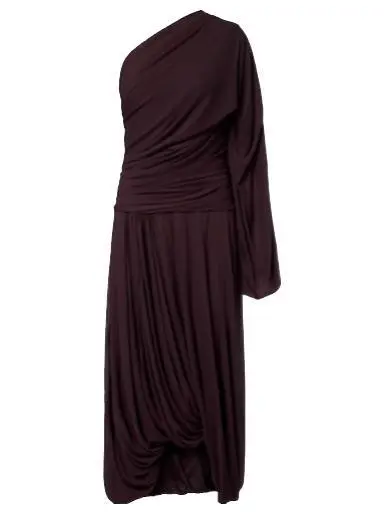 Proenza Schouler Gabri Draped One-shoulder Jersey Midi Dress - Black
