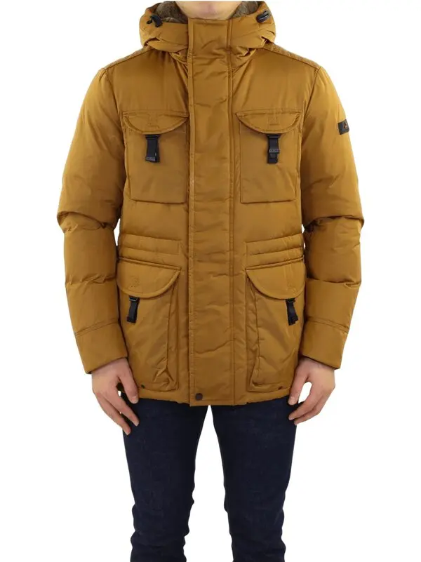 Peuterey High Neck Jacket With Buckle Detail - Brown
