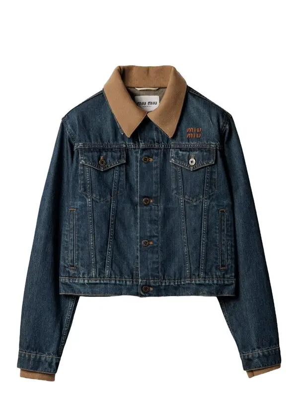 Miu Miu Denim Jacket With Buttoned Cuffs - Navy
