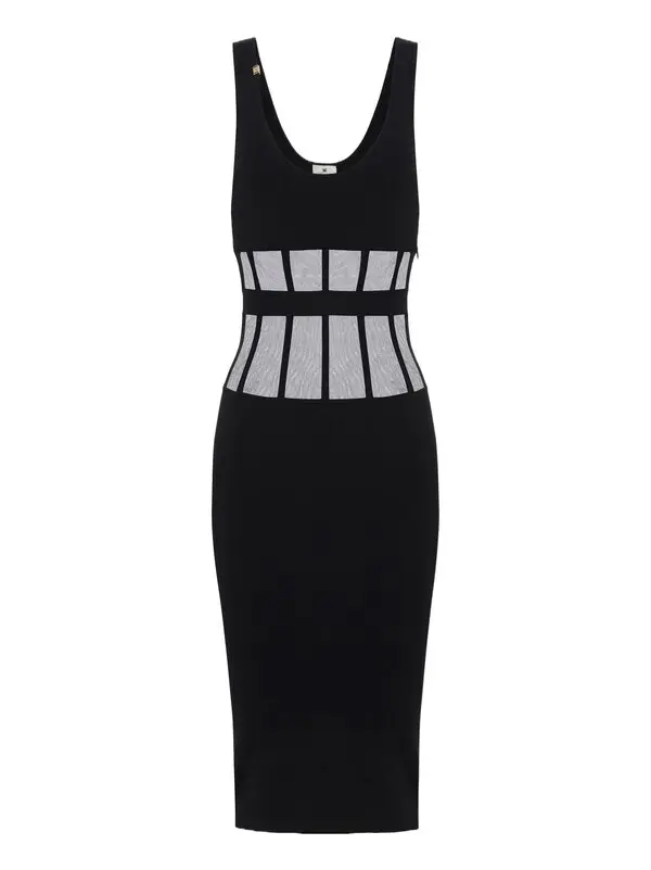Elisabetta Franchi Sleeveless Corset Cutout Midi Dress - Black