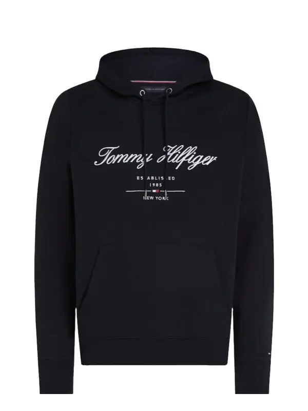 Tommy Hilfiger Logo Embroidered Hoodie - Black