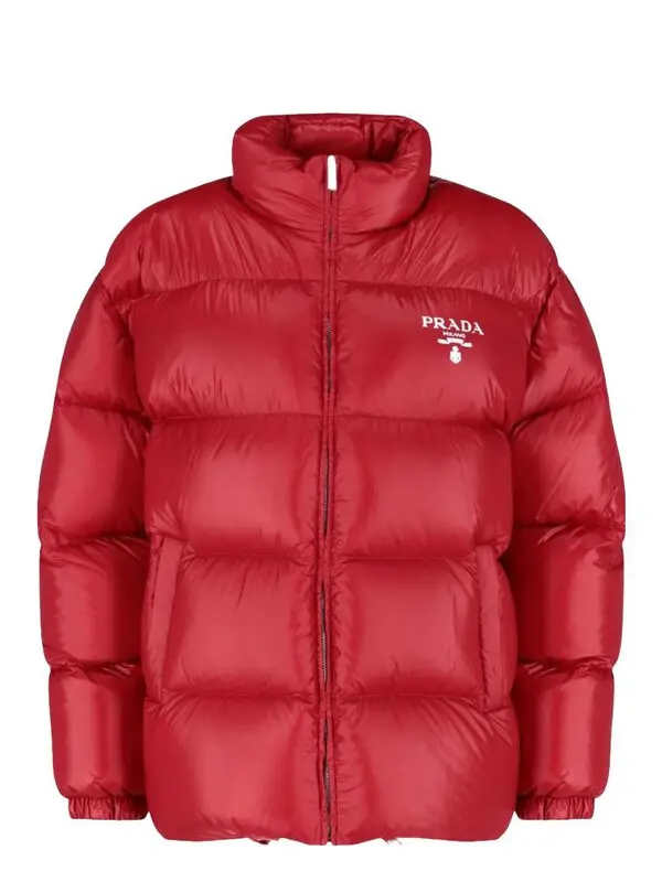 Prada Logo Puffer Jacket - Red
