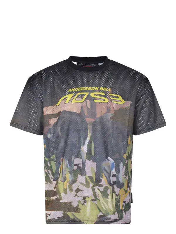 Andersson Bell Perforated Graphic T-shirt - Gray