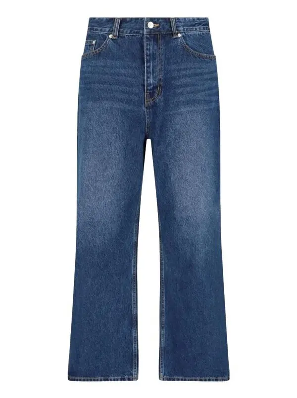 DUNST Logo Patch Wide-leg Jeans - Blue