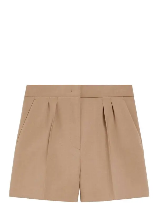 Max Mara Giugno Pleated High-waisted Shorts - Hazelnut