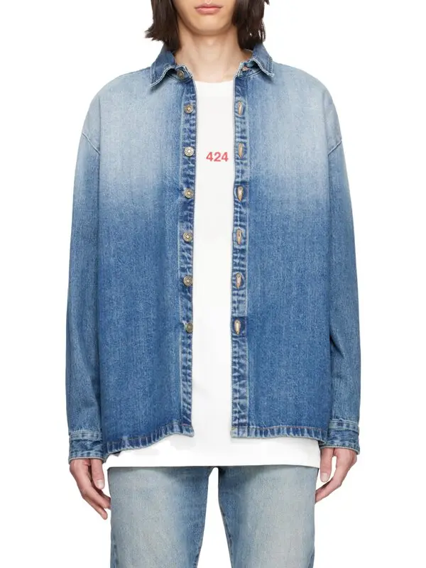424 FAIRFAX Gradient-effect Denim Shirt - Blue