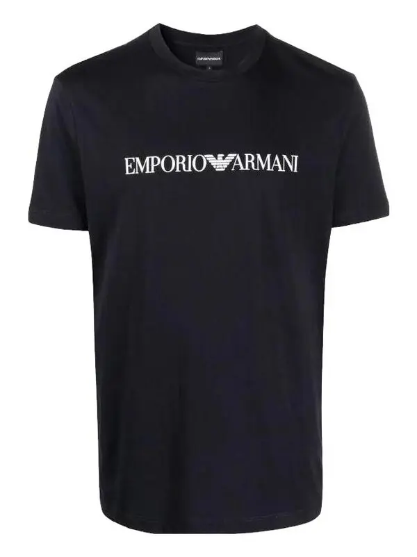 Emporio Armani Logo Printed Crewneck T-shirt - Black