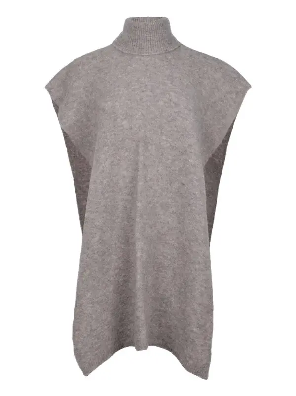 ALYSI Sleeveless High Neck Cape - Gray