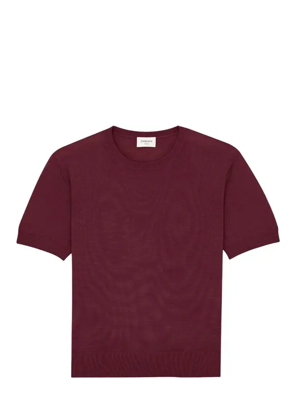 Saint Laurent Crewneck Knitted T-shirt - Bordeaux