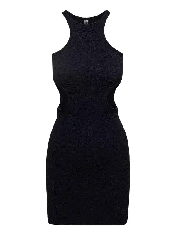 REINA OLGA Halterneck Ribbed Dress With Waist Cut-outs - Black