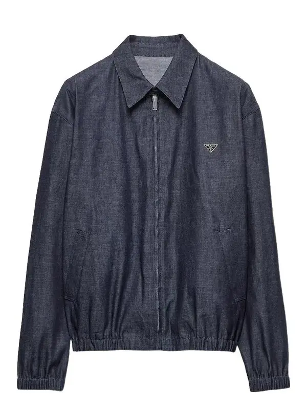 Prada Chambray Denim Blouson Jacket - Blue