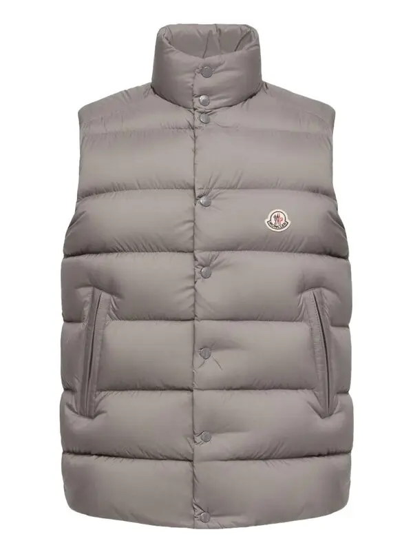 Moncler Tibb Quilted Down Vest With Stand Collar - Grey