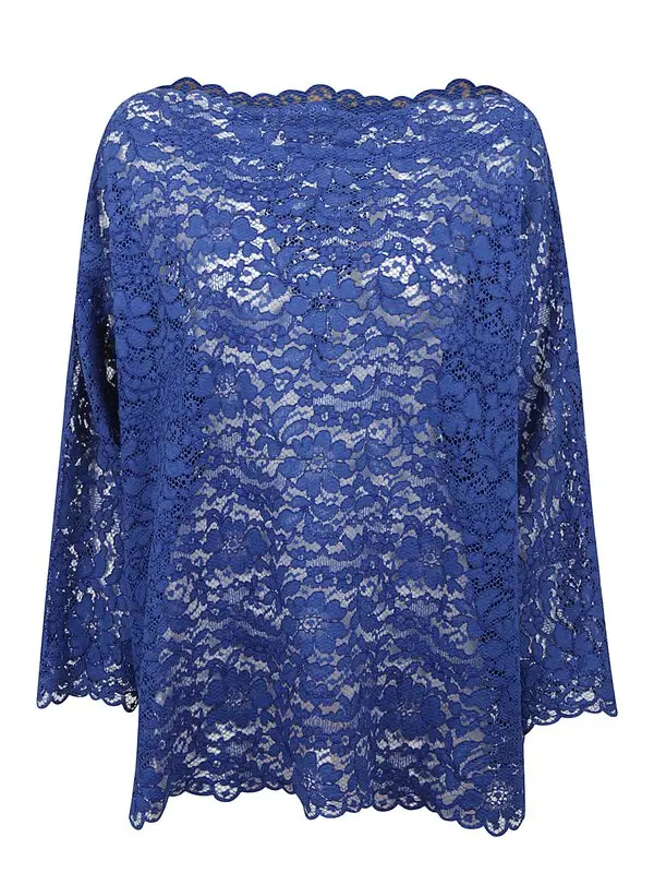 GIANLUCA CAPANNOLO Floral Lace Sweater - Blue