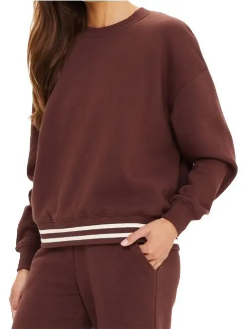 The Upside Toluca Striped Hem Sweatshirt - Cocoa