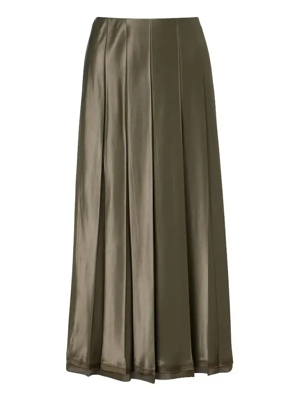 Vince Pleated Midi Skirt In Pine Grove - Green