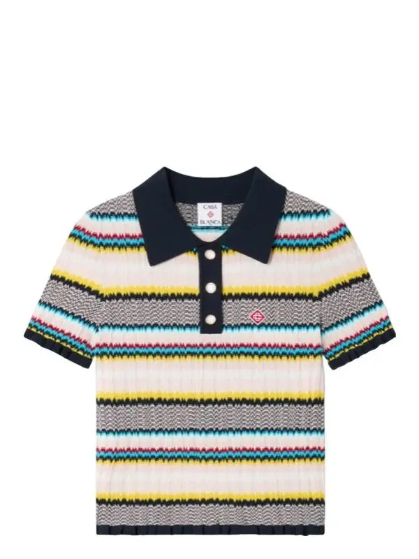 Casablanca Knit Polo Top - Multicolor