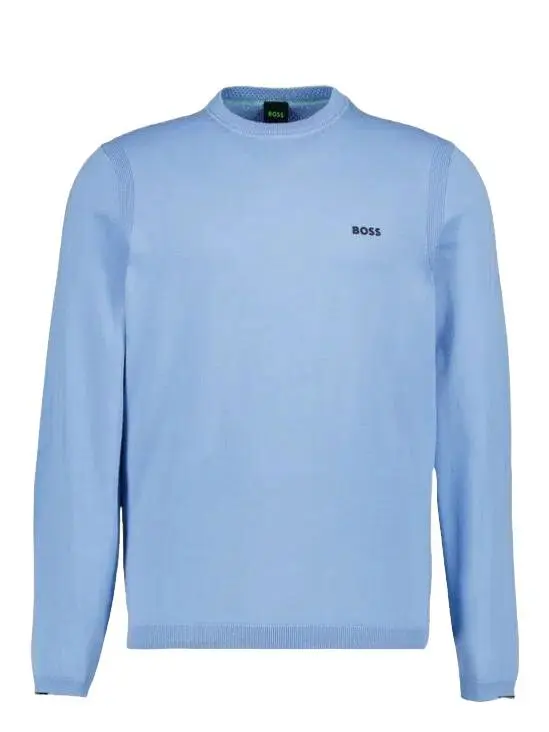 Hugo Boss Ribbed Crew-neck Jumper - Blue