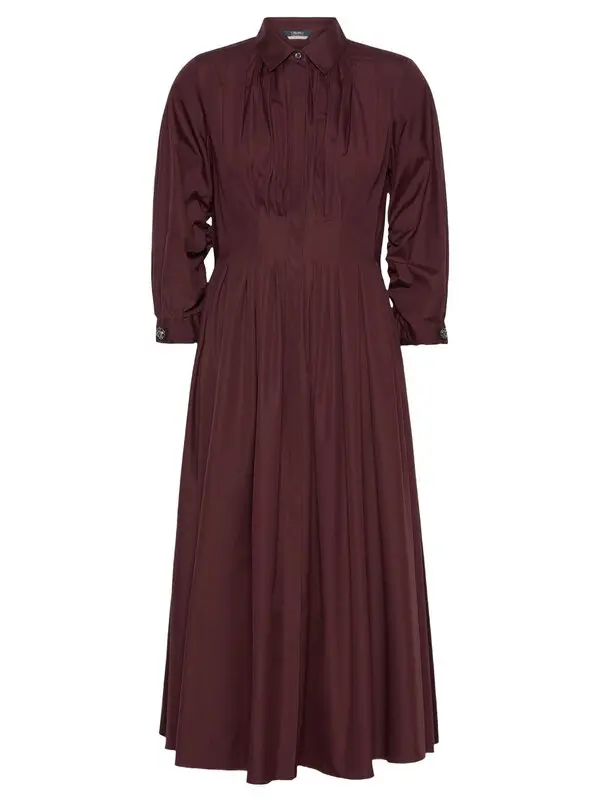 Max Mara Pleated Shirt Midi Dress - Deep Red