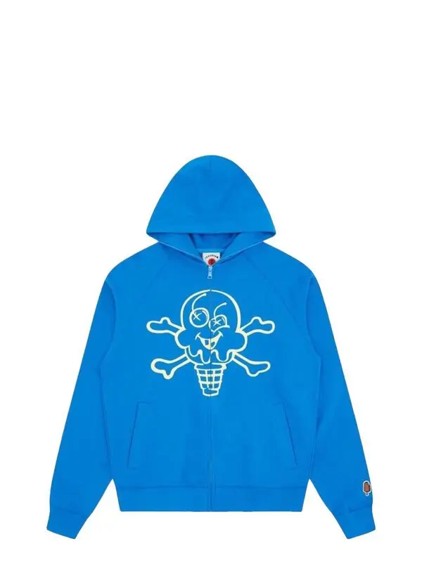ICECREAM Zippered Hoodie With Graphic Detail - Blue