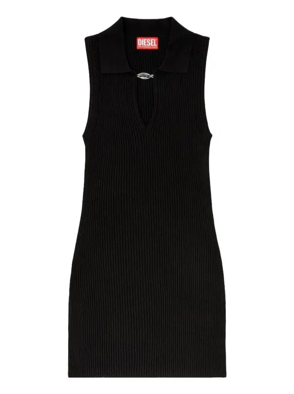 DIESEL® Oval D Rib-knitted Mini Dress - Black