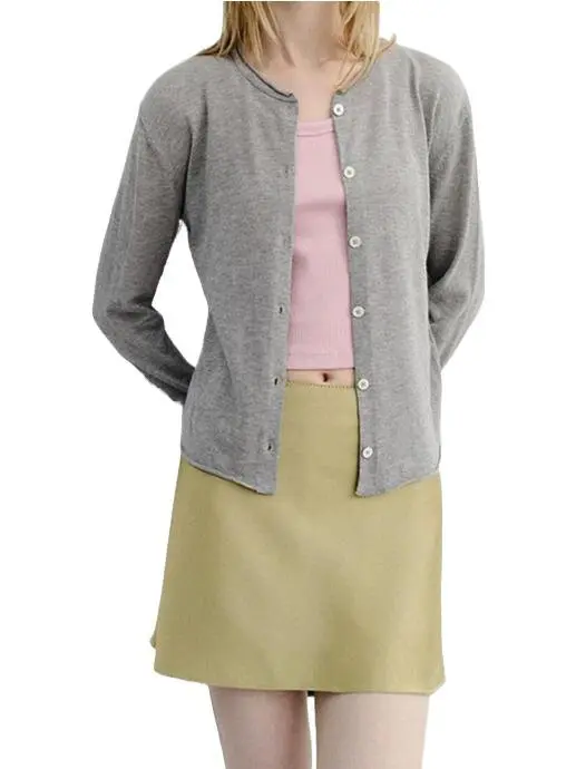 DUNST Button-up Crewneck Cardigan - Gray