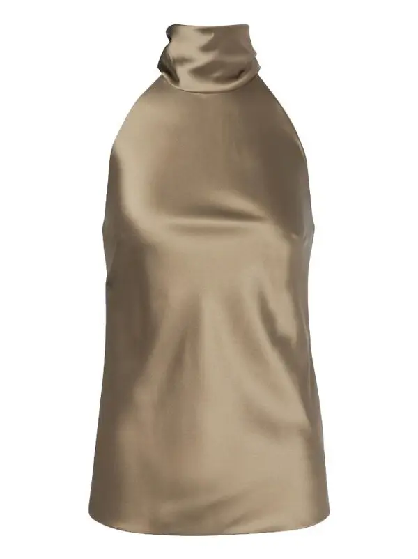 Ralph Lauren Chiltons Tie-neck Satin Top - Green