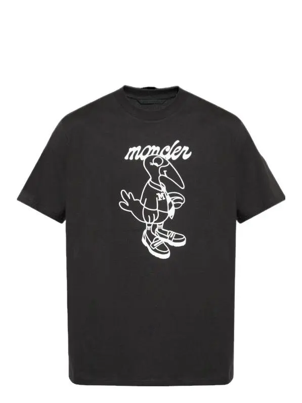 Moncler Logo Printed Crewneck T-shirt - Black