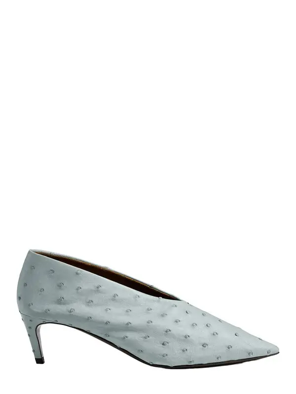 Khaite Miriam Ostrich Leather Pumps - Frost