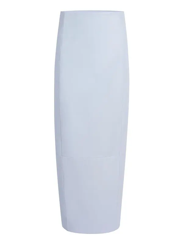 Khaite Lyle Skirt In Leather - Sky Blue