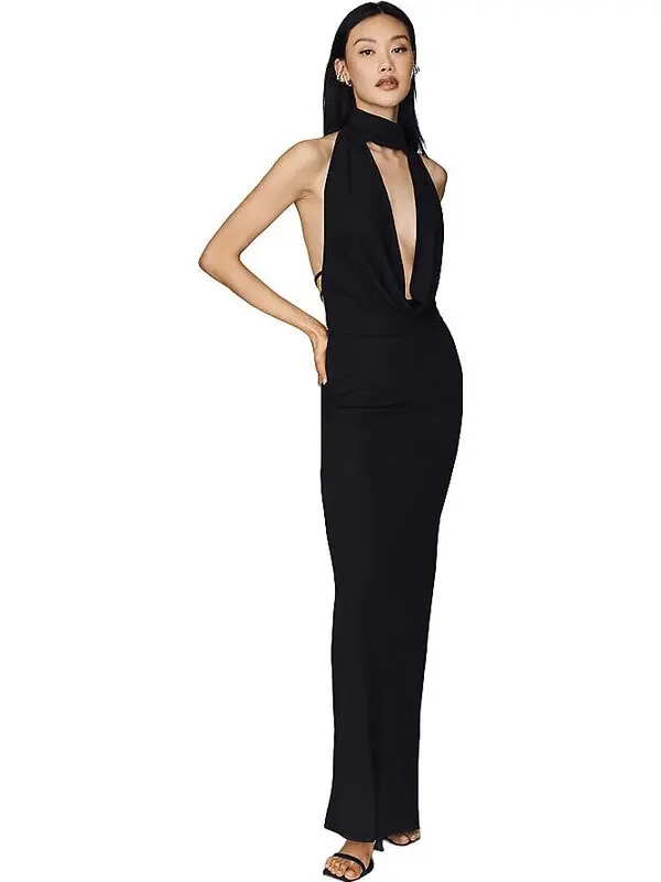 Misha Collection Plunge Maxi Dress - Black