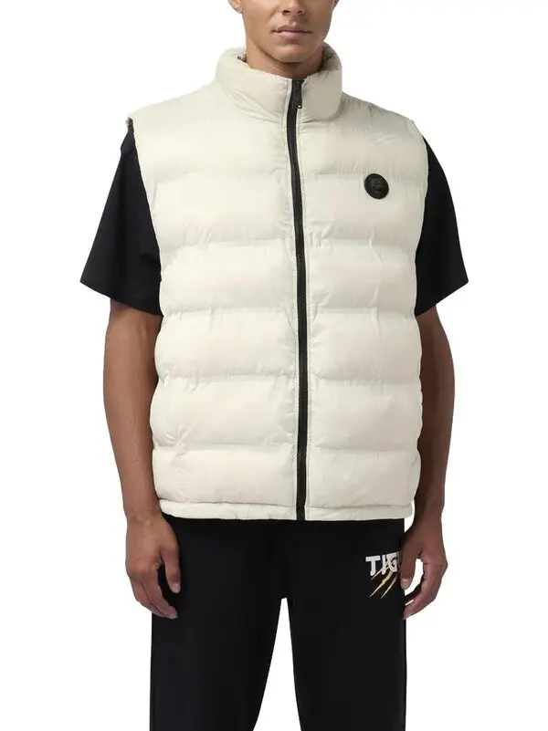 PLEIN SPORT Lightweight Padded Vest With Tiger Scratch Print - Grey