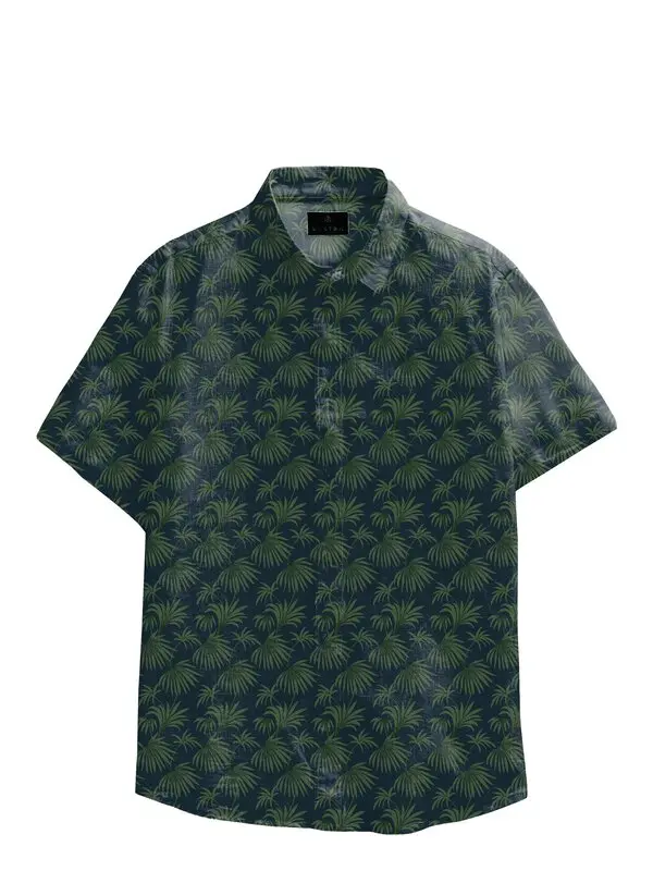 VUSTRA Navy Palm Leaves Button-down Shirt - Blue