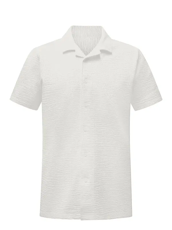 VUSTRA Waffle Knit Camp Shirt For - White