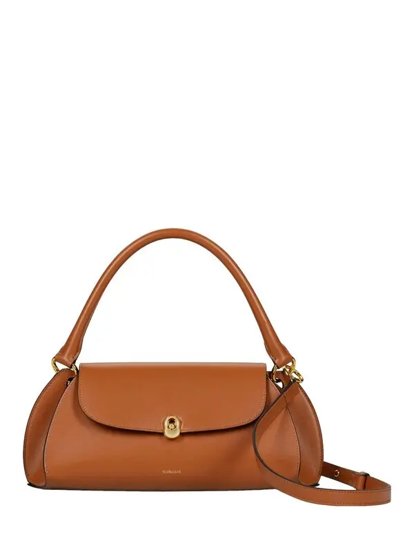 NOIRGAZE Scallop Baguette Bag In Calf Leather - Tan