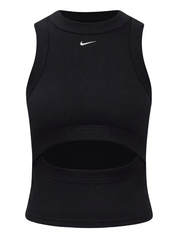 Nike Ribbed Racerback Top With Cut-out Detail - Black