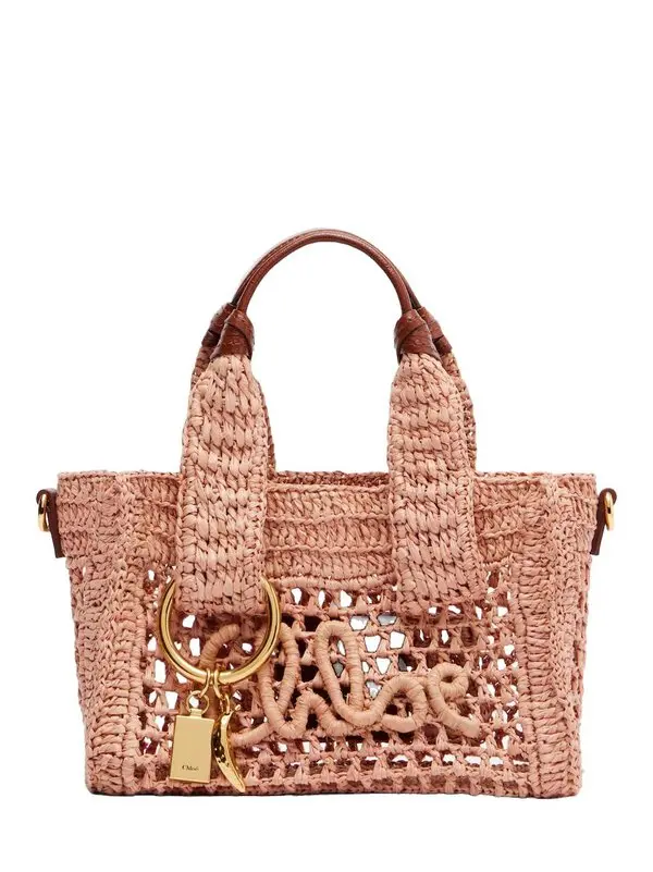 Chloé Raffia Mini Top-handle Bag - Beige