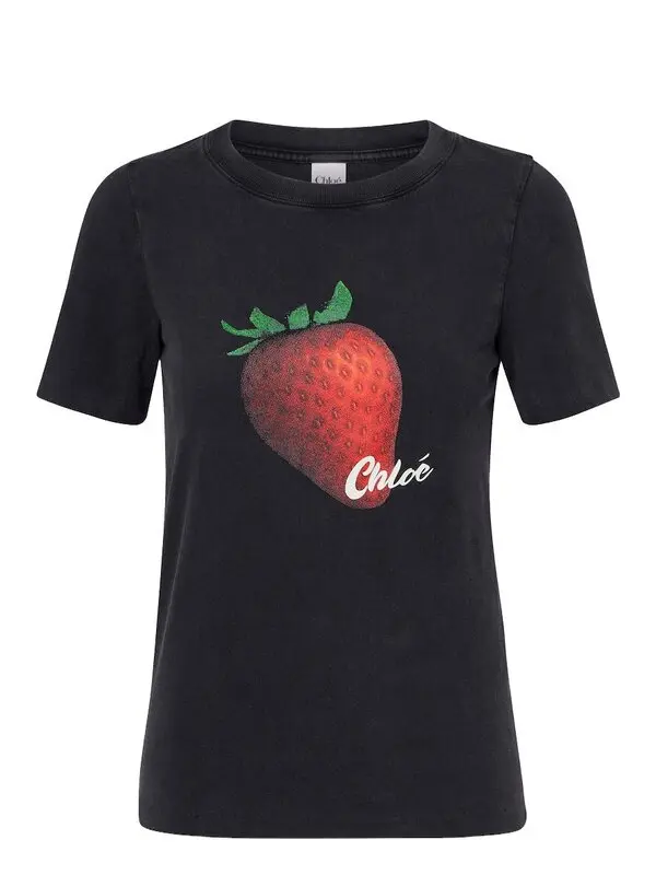 Chloé Printed Cotton Jersey T-shirt - Black