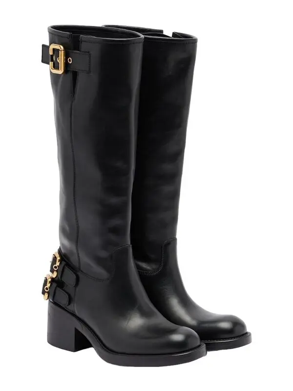 Chloé Dakota Leather Buckled Boots - Black