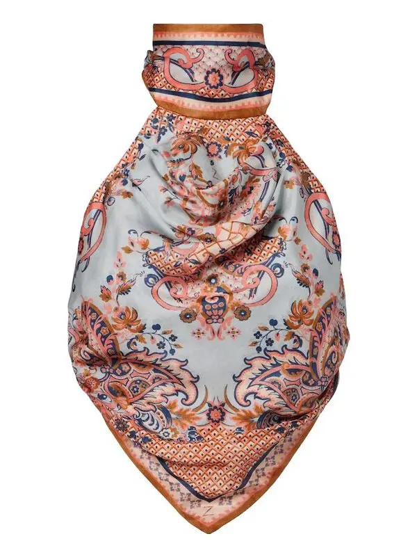 Zimmermann Aster Printed Silk Crop Top - Multicoloured