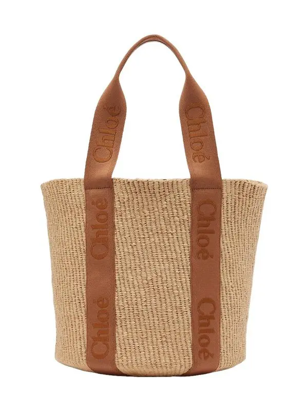 Chloé Woody Large Raffia Basket Bag - Beige