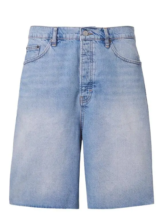 FRAME Distressed Denim Bermuda Shorts - Blue