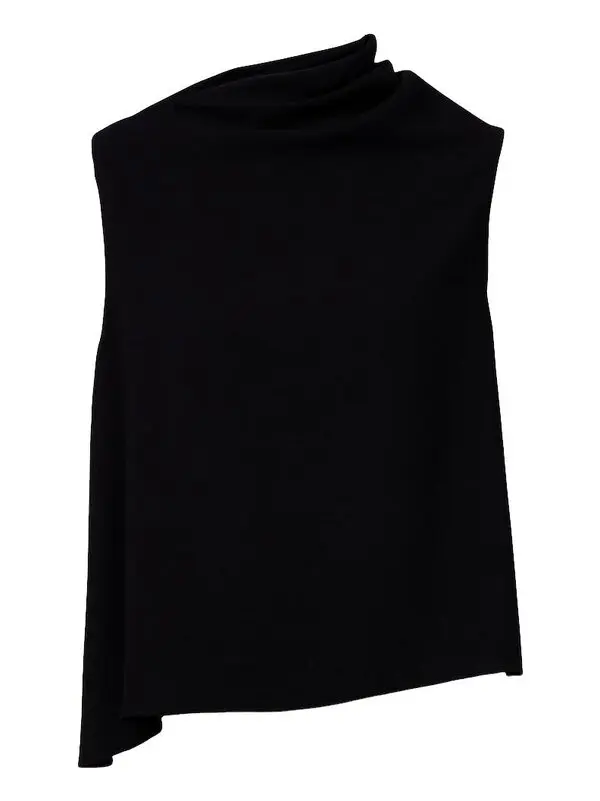 Vince Draped Asymmetrical Crêpe Top - Black