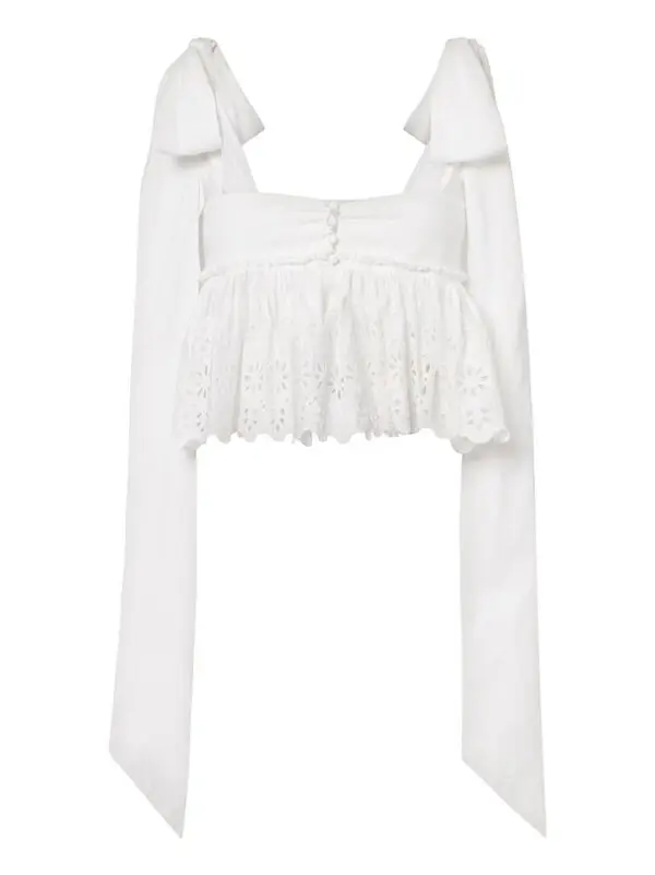 Chloé Broderie Anglaise Cotton Top - White