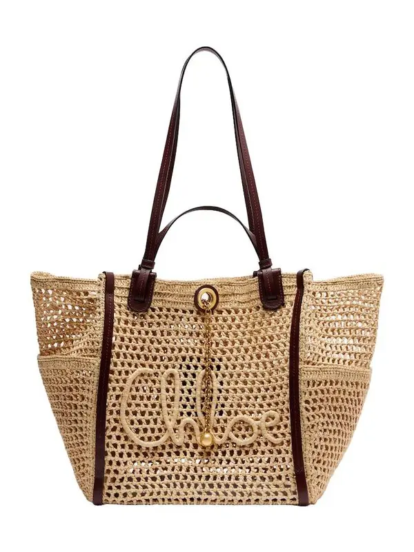 Chloé Iconic Raffia Tote Bag - Beige