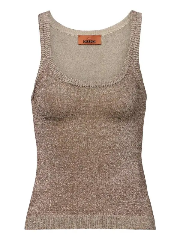Missoni Knitted Lamé Tank Top - Brown