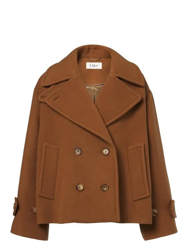 Chloé Oversized Wool-blend Peacoat - Brown