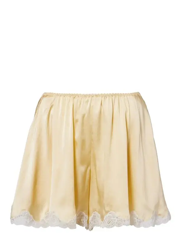 Chloé Silk Satin Shorts With Lace Trim - Yellow
